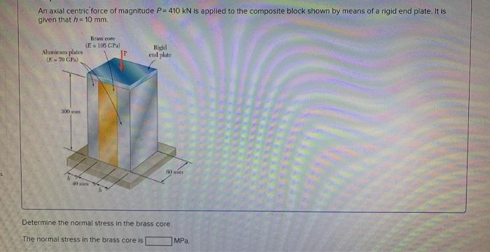 Solved An axial centric force of magnitude P= 410 kN is | Chegg.com