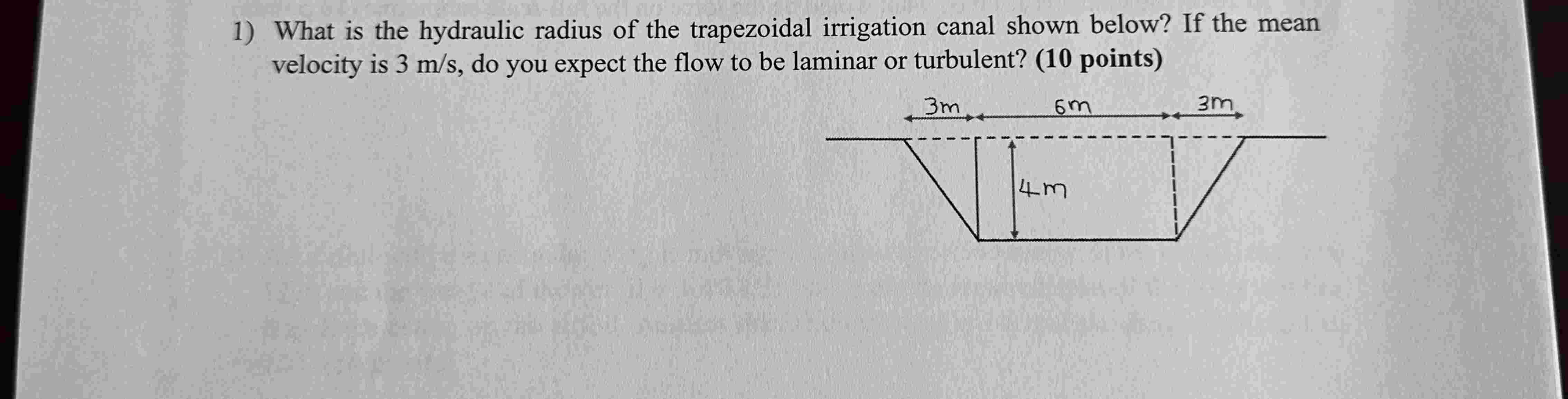 1) ﻿What is the hydraulic radius of the trapezoidal | Chegg.com