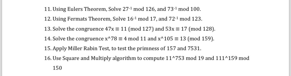Using Eulers Theorem Solve 27 1mod126 ﻿and 