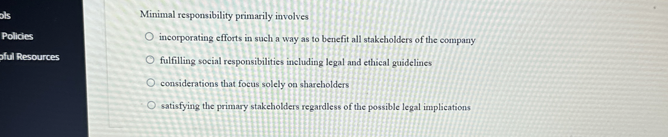 Solved Minimal responsibility primarily | Chegg.com