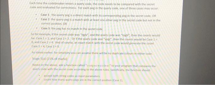 Solved Background Mastermind is a code-breaking game for two | Chegg.com