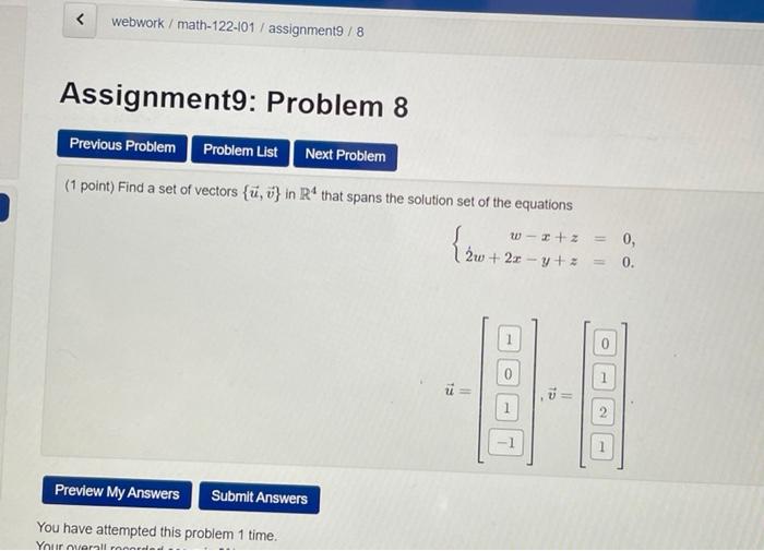 Solved Work I ma -101 / assignment9 / 10 Assignment9: | Chegg.com