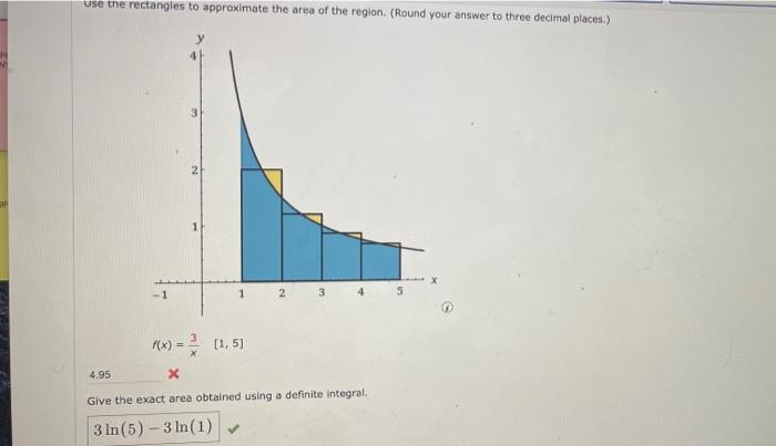 Solved use the rectangles to approximate the area of the | Chegg.com