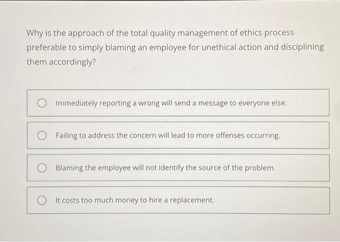 Solved Why is the approach of the total quality management | Chegg.com