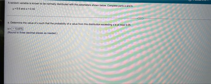 Solved A random variable is known to be normally distributed | Chegg.com