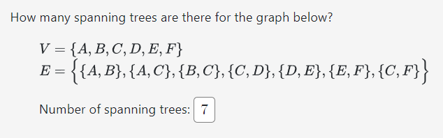 Solved Need help, thanks! How many spanning trees are there | Chegg.com