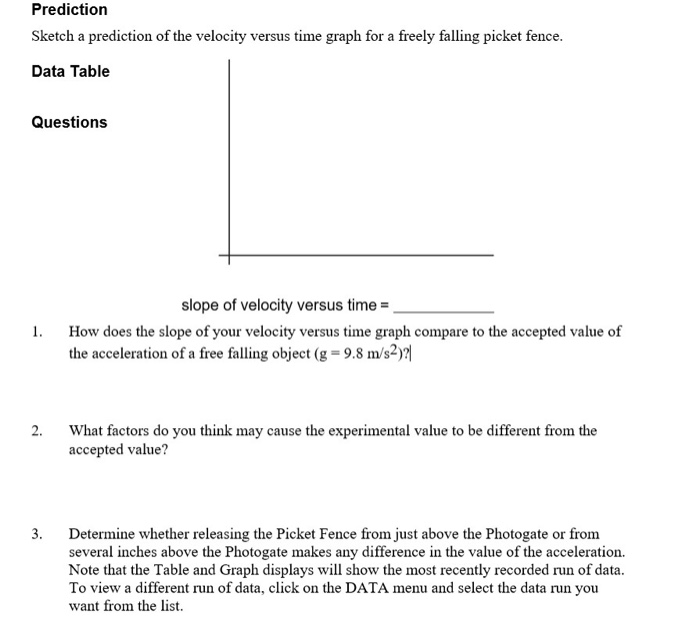 Solved Prediction Sketch a prediction of the velocity versus | Chegg.com