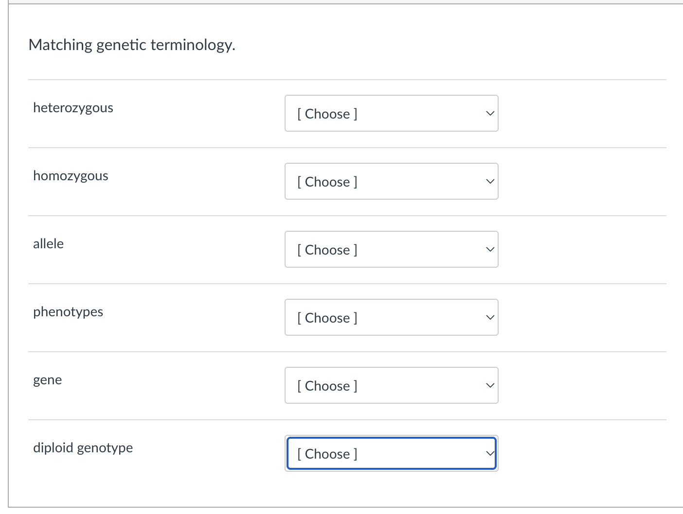 Solved Matching genetic | Chegg.com