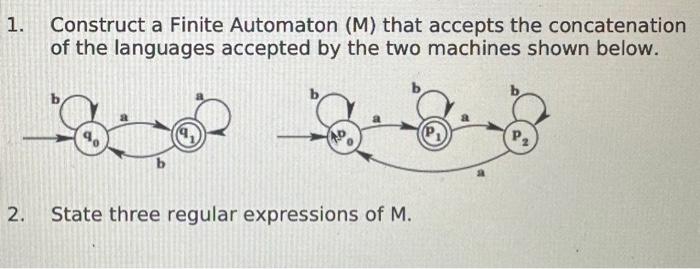 Solved 1. Construct a Finite Automaton (M) that accepts the | Chegg.com