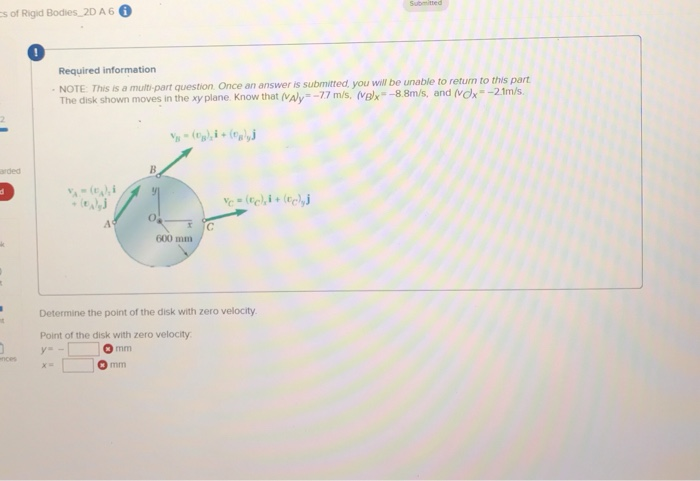 Solved S of Rigid Bodies 2D A6 A Required information NOTE: | Chegg.com