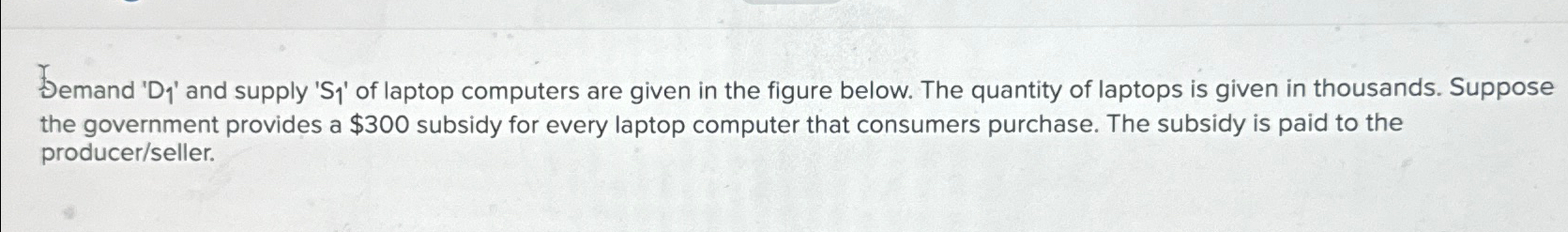 Solved Eemand ' D1 ' ﻿and supply ' S1 ' ﻿of laptop computers | Chegg.com