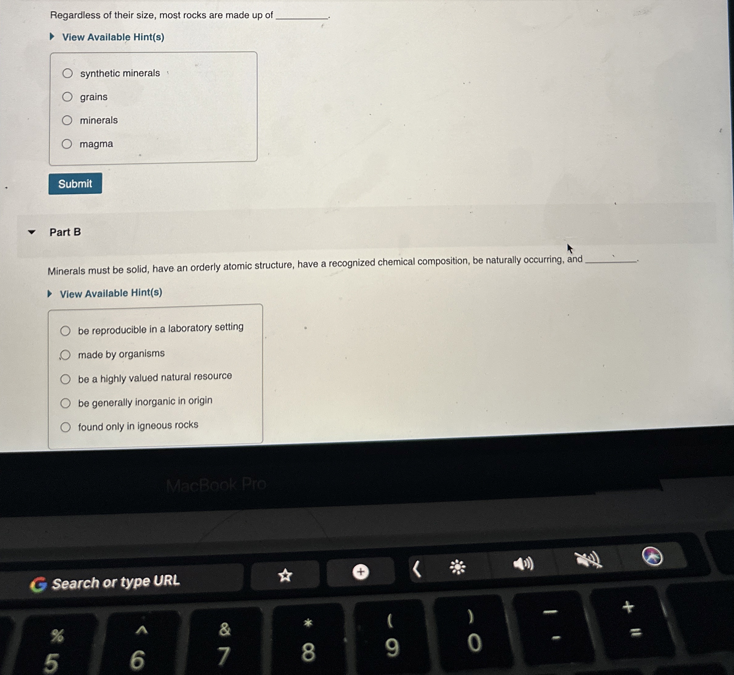 Solved Regardless of their size, most rocks are made up of | Chegg.com