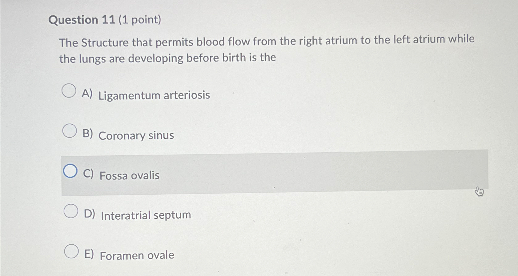 Solved Question 11 (1 ﻿point)The Structure that permits | Chegg.com