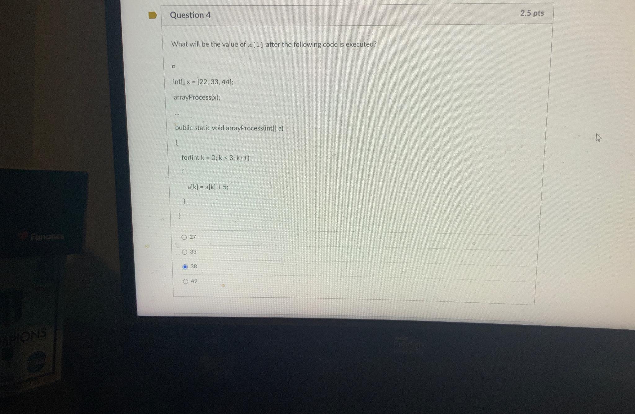 Solved Question 42.5ptsWhat will be the value of x[1] ﻿after | Chegg.com