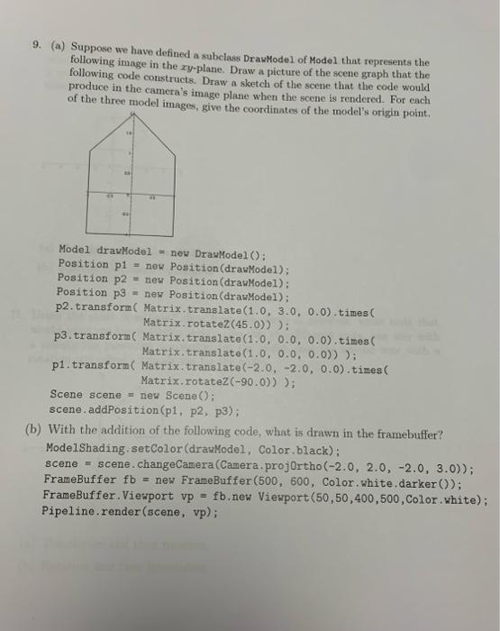 Solved 9 A Suppose We Have Defined A Subclass Drawhodel