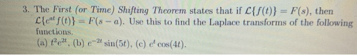 Solved 3. The First (or Time) Shifting Theorem states that | Chegg.com