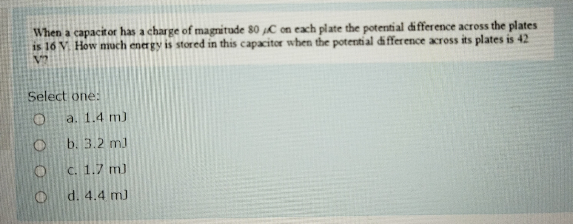 Solved When a capacitor has a charge of magnitude 80μC ﻿on | Chegg.com