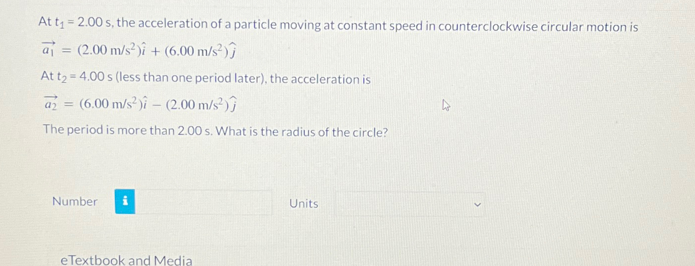 Solved At t1=2.00s, ﻿the acceleration of a particle moving | Chegg.com
