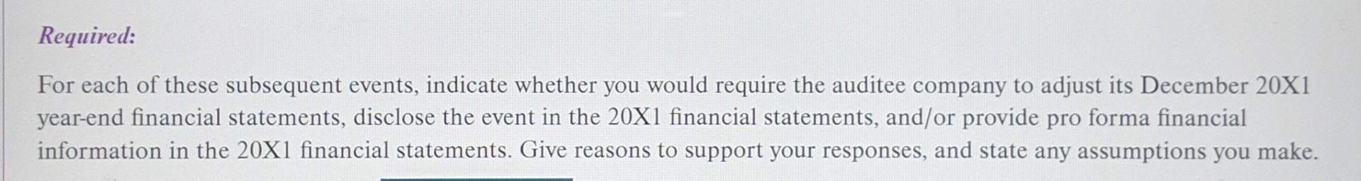 Solved C 15-5 Subsequent Events, Pro Forma Disclosures. | Chegg.com