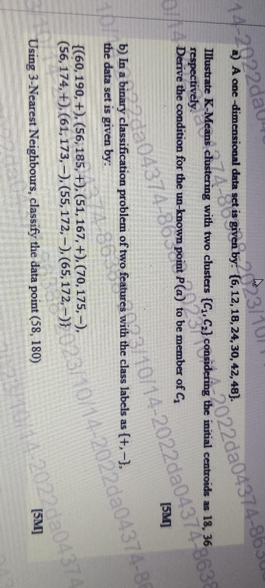 Solved a) A one-dimensional data set is given by: | Chegg.com