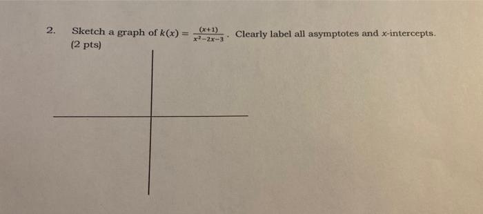 Solved 2. Sketch a graph of k(x)=x2−2x−3(x+1). Clearly label | Chegg.com