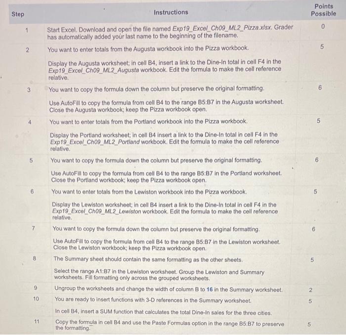 Step Instructions Possible 1 Start Excel. Download | Chegg.com