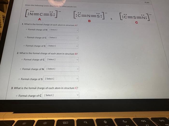 Solved Given the following Levis structures for thiceyinute | Chegg.com