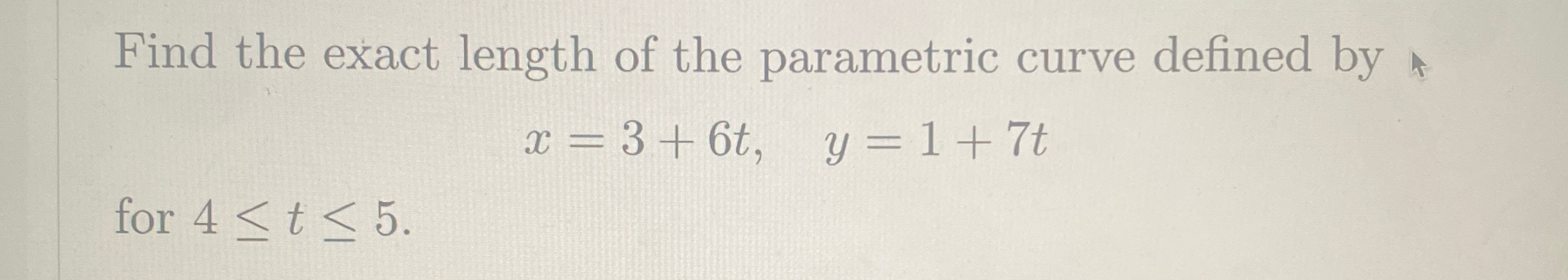 Solved Find the exact length of the parametric curve defined | Chegg.com