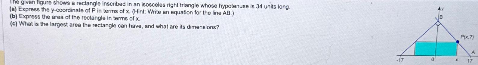 Solved The given figure shows a rectangle inscribed in an | Chegg.com
