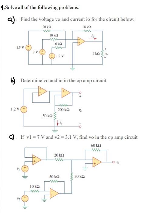 Solved 1. Solve all of the following problems: a). Find the | Chegg.com