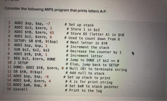 Solved Consider the following MIPS program that prints | Chegg.com