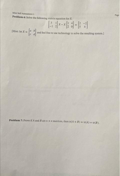 Solved Mini Self Auessment 1 Problem 6: Solve the following | Chegg.com