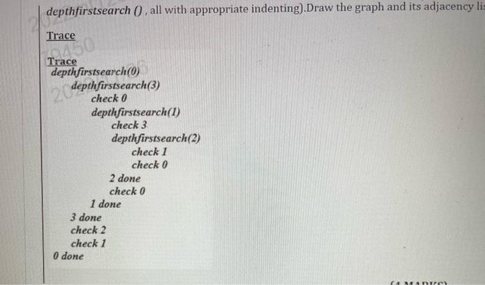 Solved private void depthfirstsearch(int vertex) l | Chegg.com