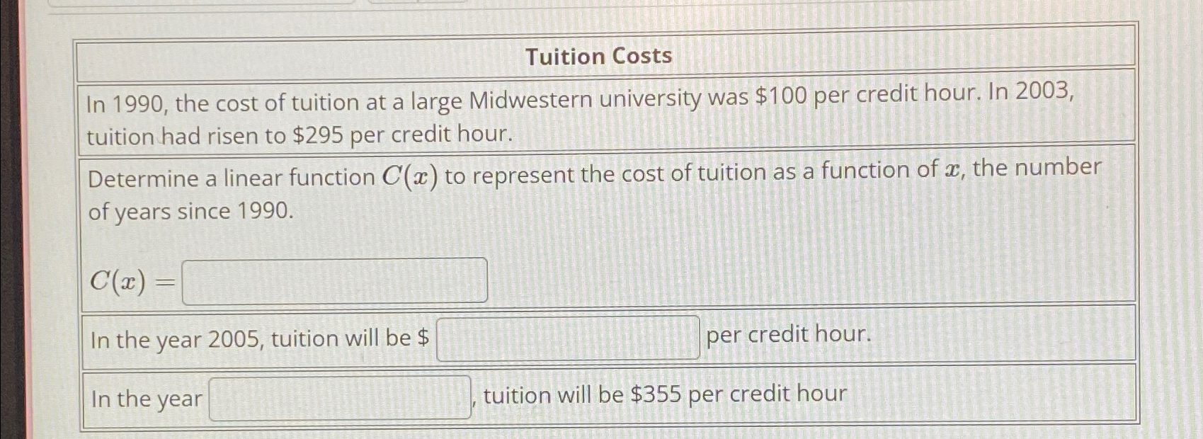 Solved Tuition Costsin 1990 ﻿the Cost Of Tuition At A Large
