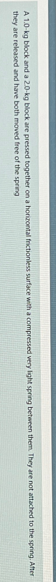 Solved A 1.0-kg ﻿block and a 2.0-kg ﻿block are pressed | Chegg.com