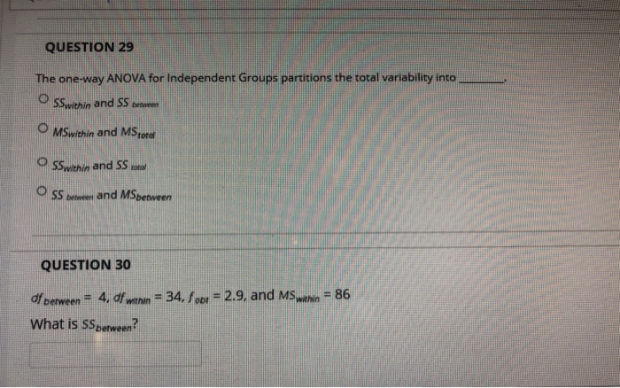 Solved QUESTION 26 If MS between - 27.9 and MS within - | Chegg.com