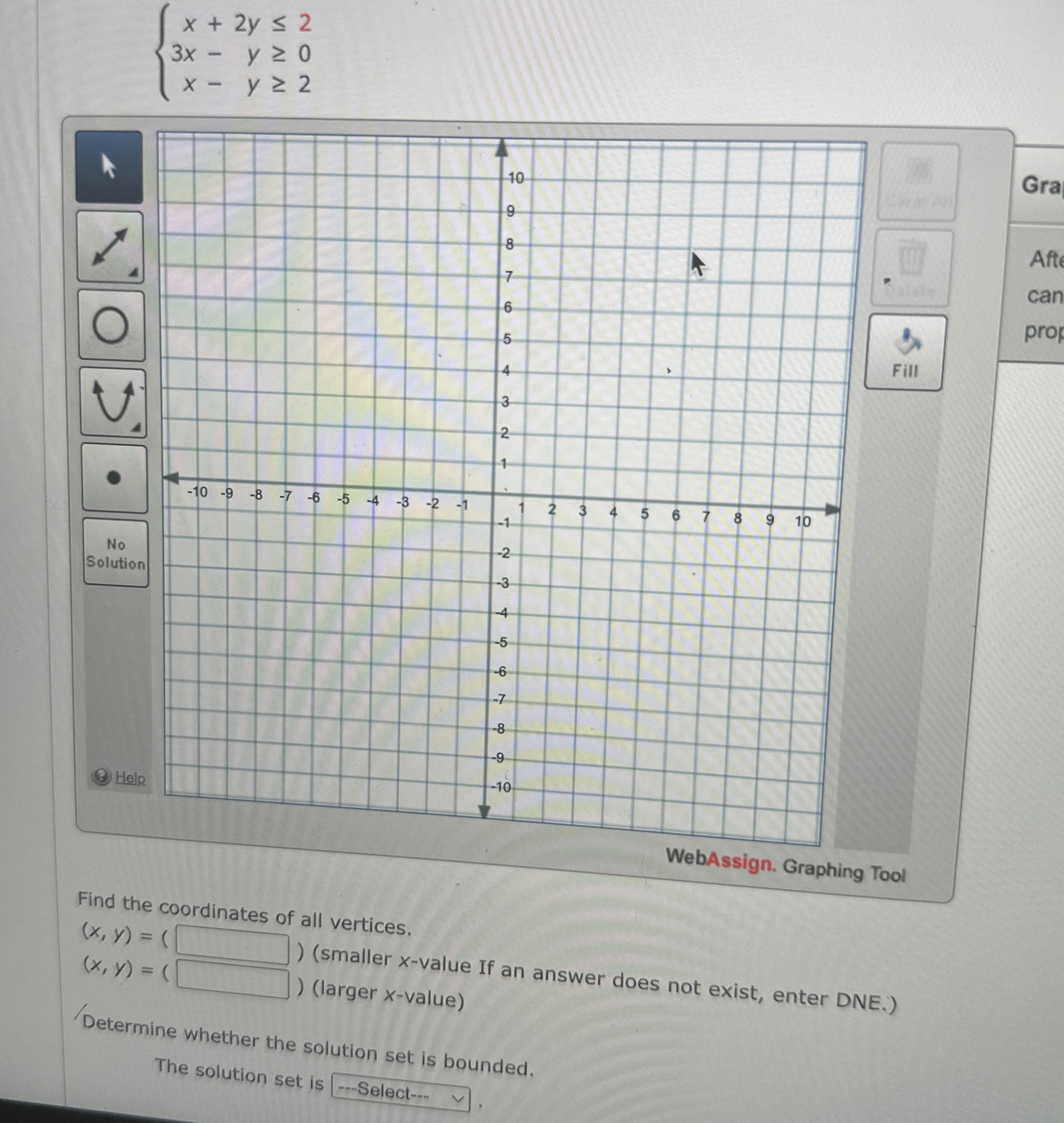 Solved x+2y≤23x-y≥0x-y≥2WebAssign. Graphing ToolFind the | Chegg.com