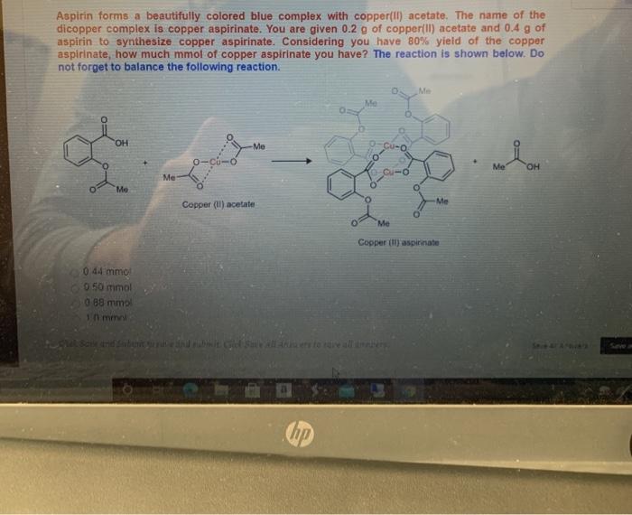 Solved Aspirin forms a beautifully colored blue complex with | Chegg.com