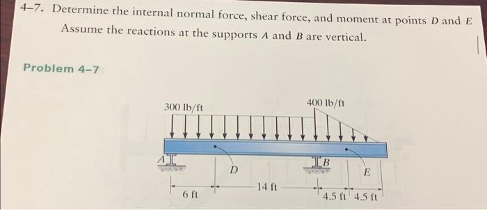Solved 4-7. Determine the internal normal force, shear | Chegg.com