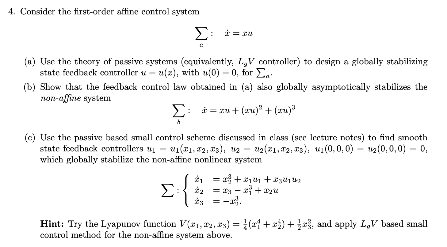 Solved Consider the first-order affine control | Chegg.com