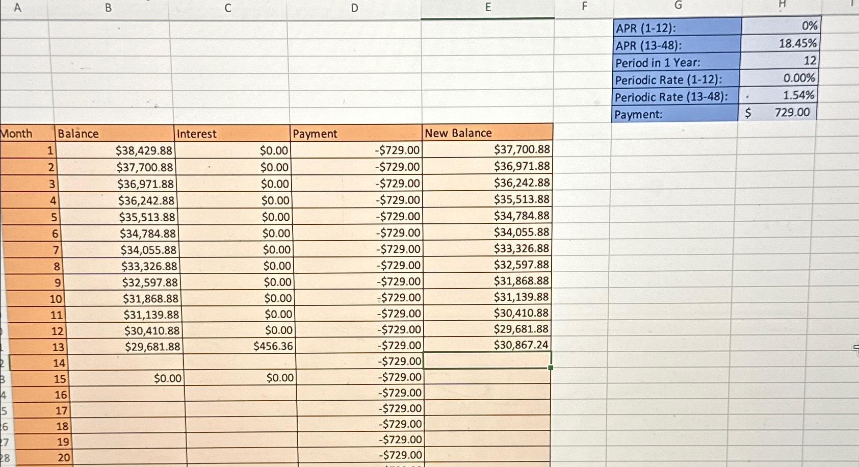 Solved Having issues with excel trying to compute this in | Chegg.com