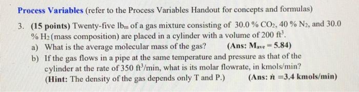 Solved a Process Variables (refer to the Process Variables | Chegg.com