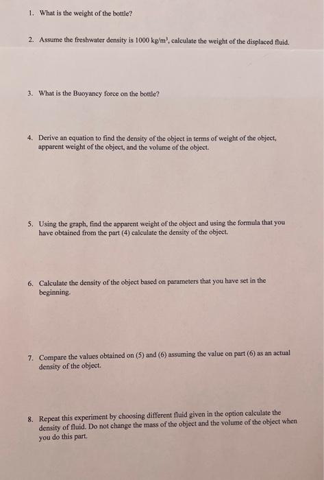 Solved Force Buoyancy Lab1. What is the weight of the | Chegg.com