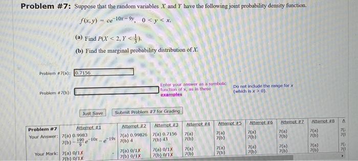 Solved Problem \#7: Suppose that the random variables X and | Chegg.com