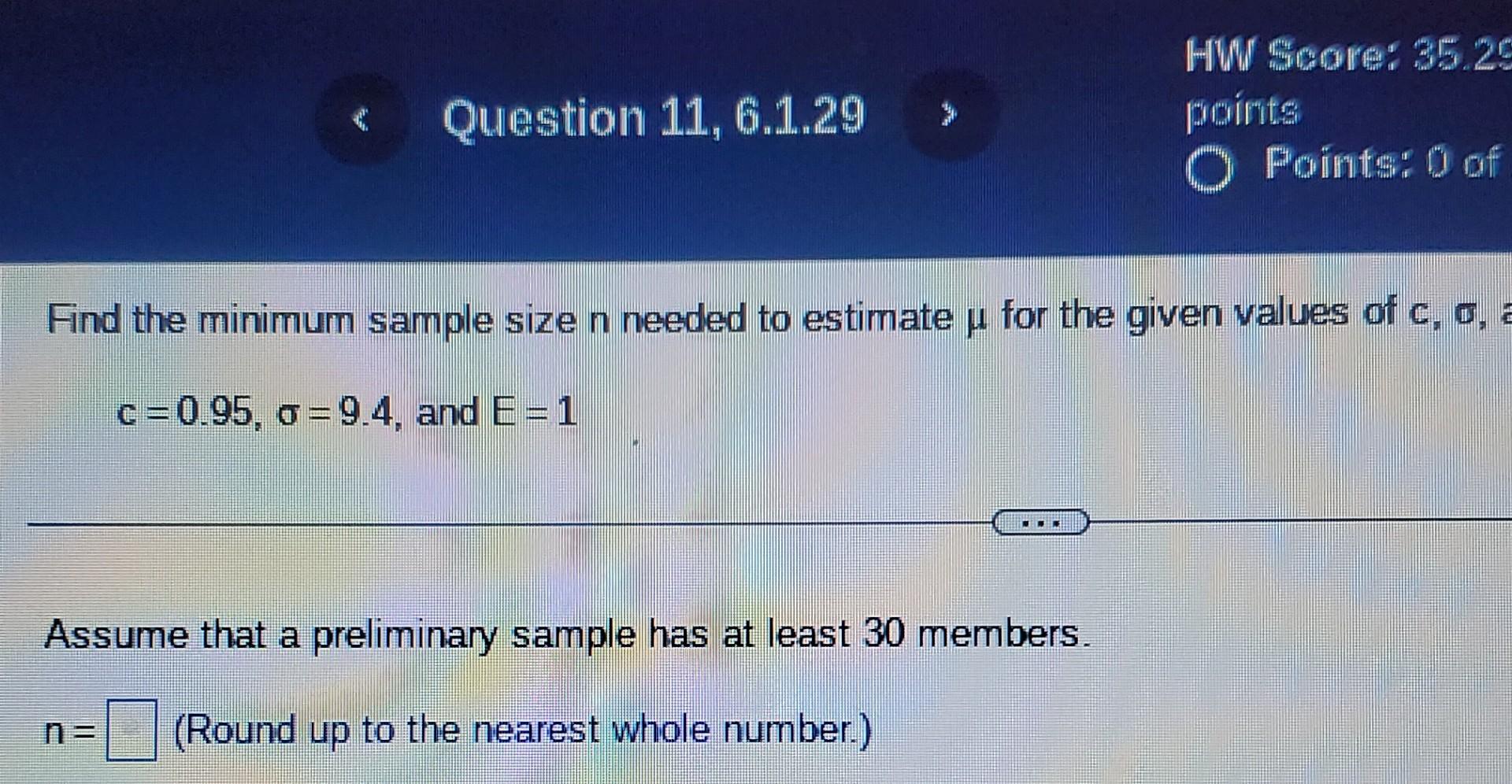 Solved Find the minimum sample size n needed to estimate μ | Chegg.com