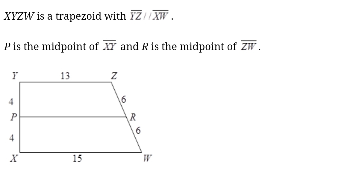 xYZW ﻿is a trapezoid with ?bar YZ???bar (xW).P ﻿is | Chegg.com