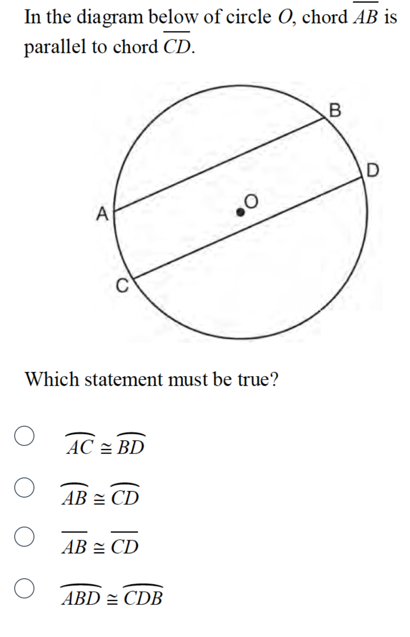 Solved In the diagram below of circle O, ﻿chord (AB) | Chegg.com