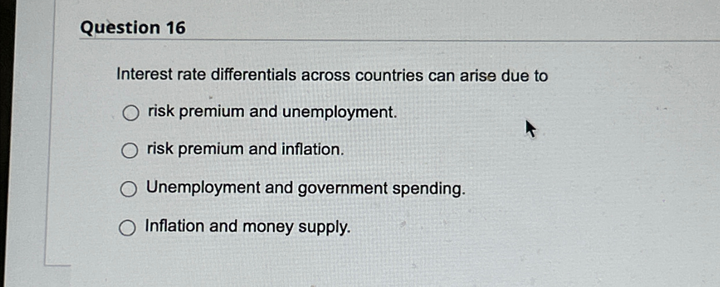 Solved interest rate differentiaQuestion 16Interest rate | Chegg.com
