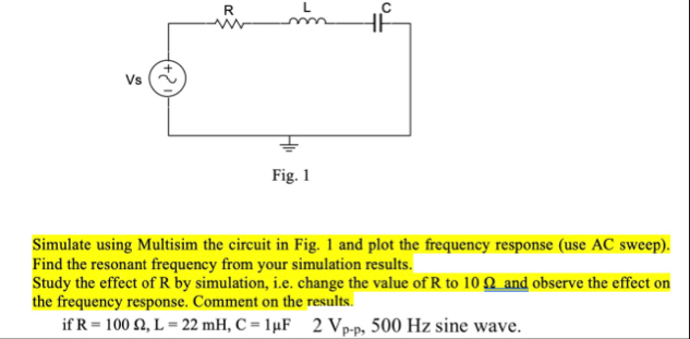 Solved Simulate using Multisim the circuit in Fig. 1 ﻿and | Chegg.com