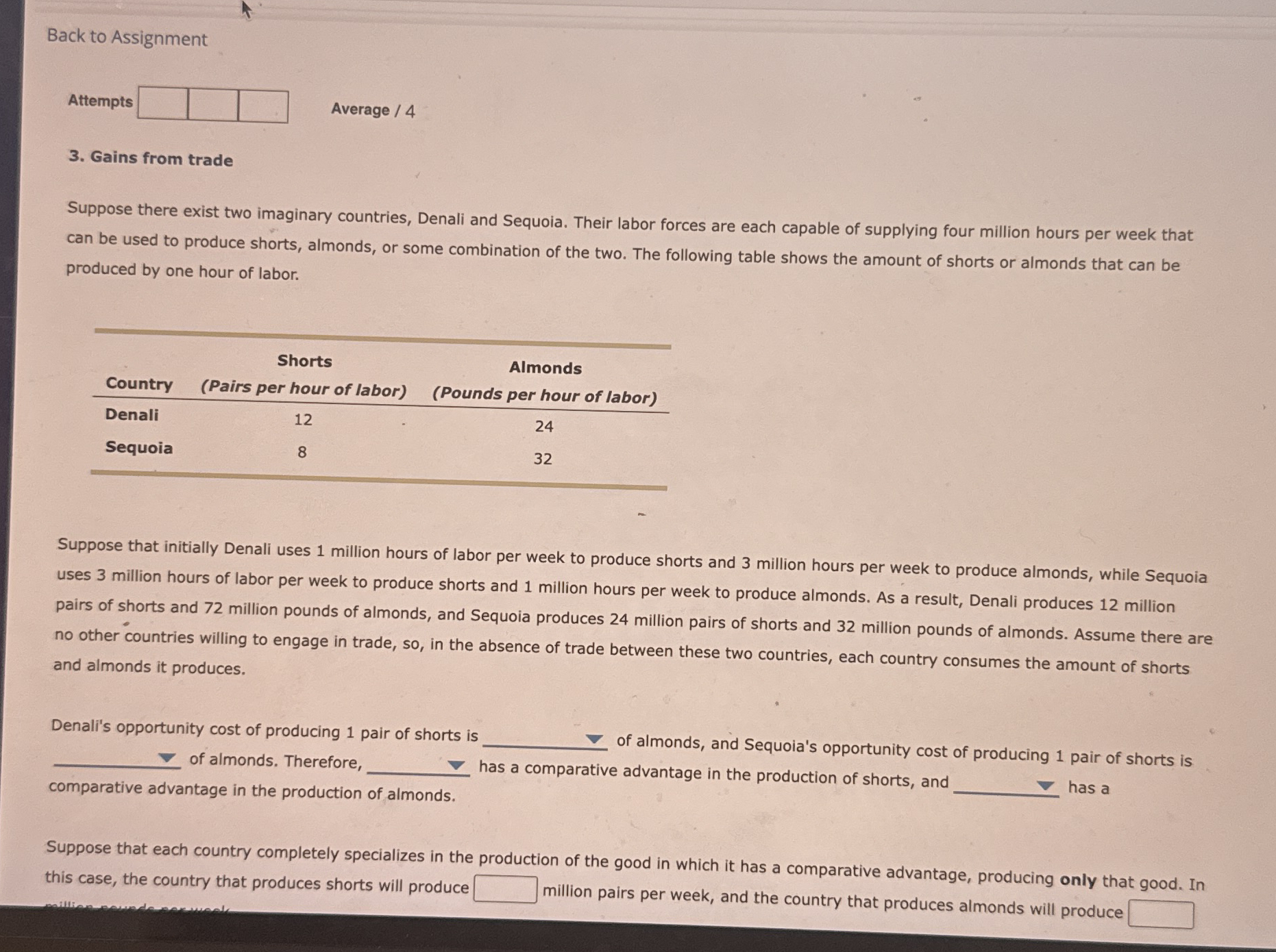 Solved Back to AssignmentAttempts ﻿Average / 43. ﻿Gains | Chegg.com